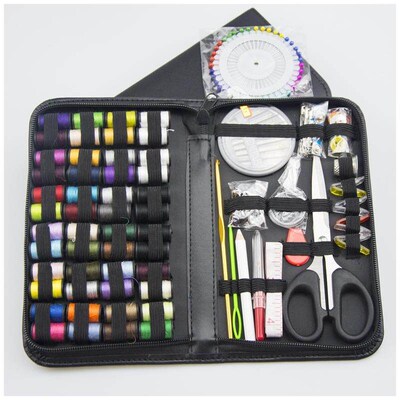 172 piece sewing tool set with needle and thread wrapping