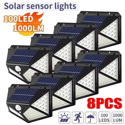 Solar+Lights+Outdoor+100LED+3+Modes+270+Lighting+Angle+Mot