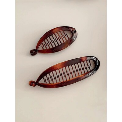 2pcs French Large Banana Clip Hair Comb, Elastic Banana Clip