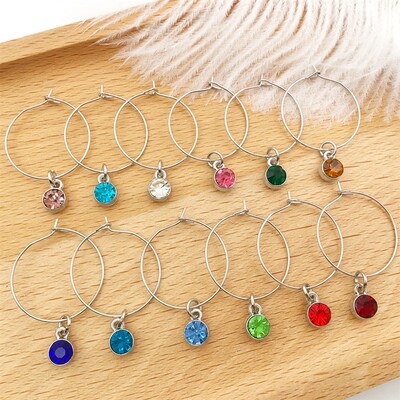 Wine Glass Marker Zinc Alloy Enamel Gold Plated Charms Penda