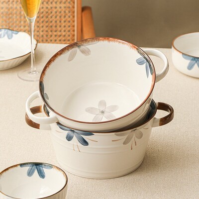 Ink blue ceramic plates, bowls, household 2022 new Japanese