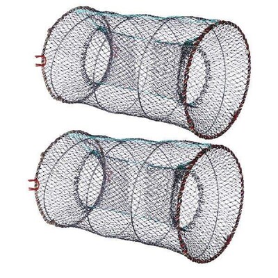 2 Pcs Fishing Net Crab Trap Bait Foldable Shrimp Catfish