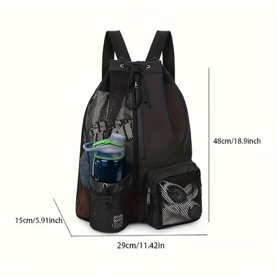 Swimming bag, mesh drawstring backpack, wet bag included