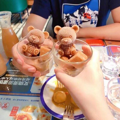 Silicone ice bear making mould whisky ice lattice ice cube