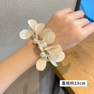 Ruoshui Woman Pearl Rhinestone Hair Ties Women Hair Accessor