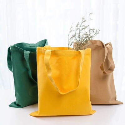 Eco-Friendly Shopping Bags Women Solid Canvas Bags Casual To