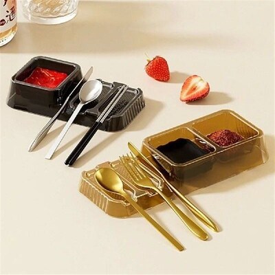 4PCS Creative Plastic Hot Pot Dipping Bowl Square Stackable