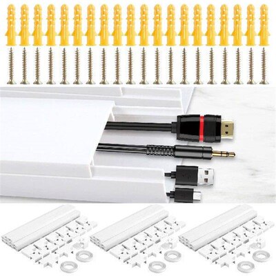 10Pcs Cord Hider 157inch Cable Cover Raceway Kit PVC White