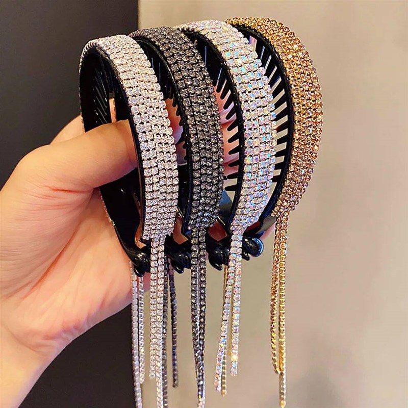 Luxury Rhinestone Tassel tail Hair Claws Hair Clips Elegant