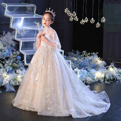 Girls Princess Skirt Tousled Yarn Childrens Tailed Evening