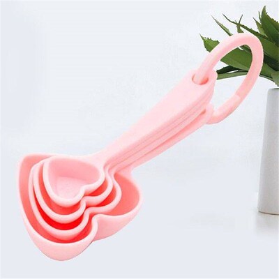 Heart-Shaped Measuring Spoons Plastic Tableware Wedding