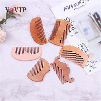 1PC Wooden Beard Comb Mustache Hair Comb For Men Fine