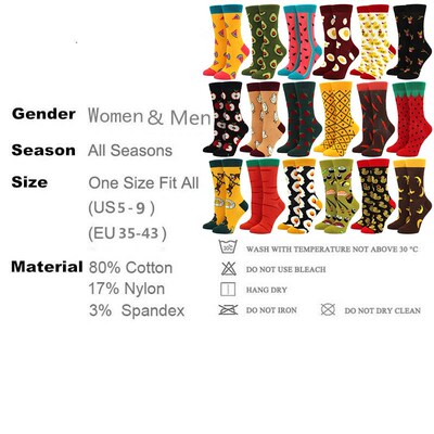 Women Happy Funny Socks With Print Fruit food Art Cute Winte