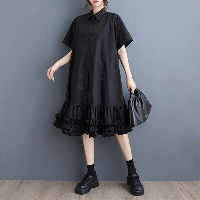 2025 Plus Size Loose Artistic Design Feeling Hem Fold Stitch