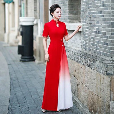 Black Plus Size 5XL Female Rayon Aodai Qipao Chinese Dress G