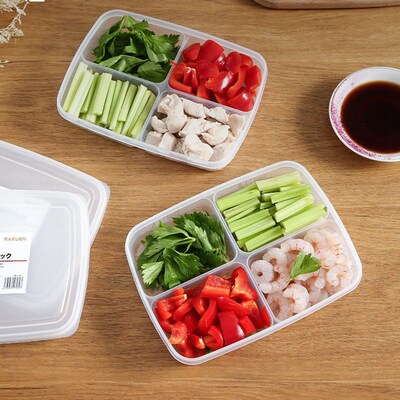 4 Grids Food Fruit Storage Box Portable Compartment Refriger