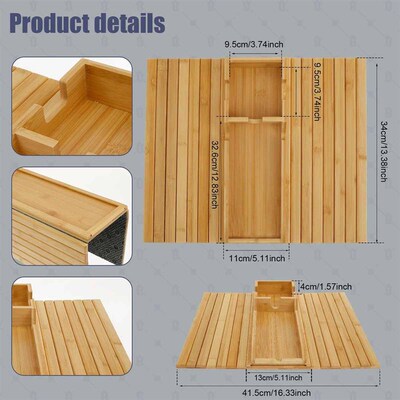 Couch Cup Holder Bamboo Wood Sofa Armrest Tray Foldable Sofa