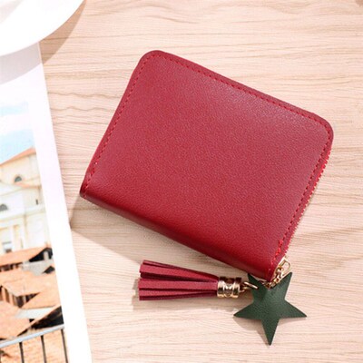 Women Short Wallet Simple Square Wallet Zipper Small PU leat