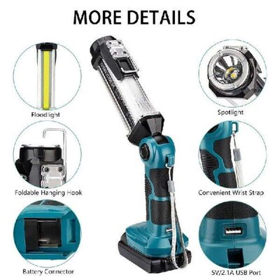 2000LM LED Work Light Flashlight for Makita 18V Li-ion