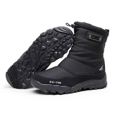 Winter Mens Hiking Boots Snow Boots Plus Velvet Warm Side Zi