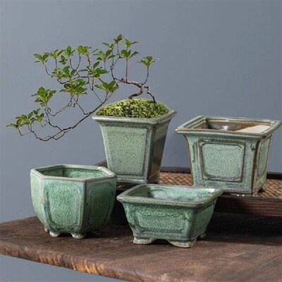 Coarse Pottery Glazed Succulent Plant Pot Flowerpot