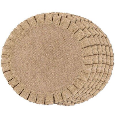 Burlap Round Braided Placemats Set of 6 for Tables,Heat