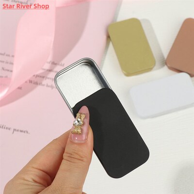 1 Pcs Metal Rectangular Empty Mini Tin Box Tinplate Push Can