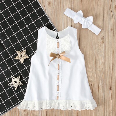 Newborn Baby Girls Dresses Summer Cute Bow Sleeveless Prince