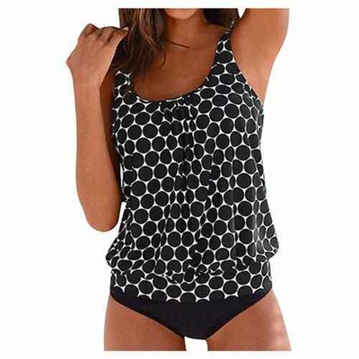 Swimming pool sexy racerback tank top two-piece large size