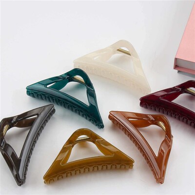 troangle Large Grab Clip Simple Exquisite Hairpin Hair Peach