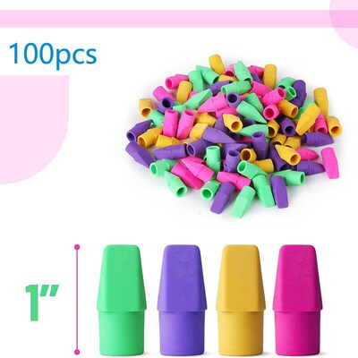 100pcs Eraser Caps for Pencils Cap Tops, Topper Erasers橡皮