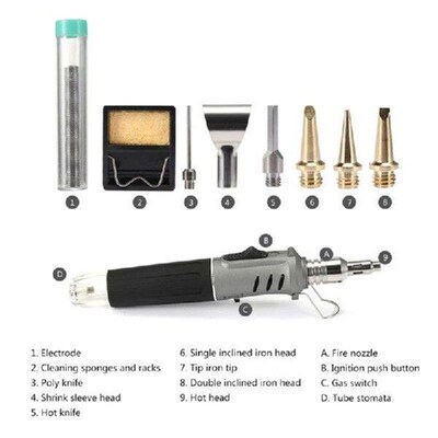 10 in 1 Gas Soldering Iron Portable Cordless Welding Torch