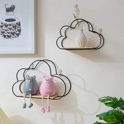 Creative Cloud Iron Shelving Wall Shelf Wooden Clapboard Nor