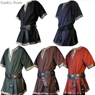 S-6XL Halloween Medieval Costume Viking Pirate Shirt Adult K