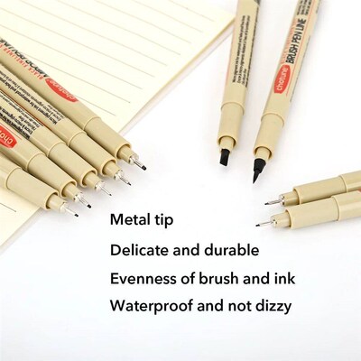 12 Tip Pigment Liner Micron Ink Marker Pen for Manga Draw Sk