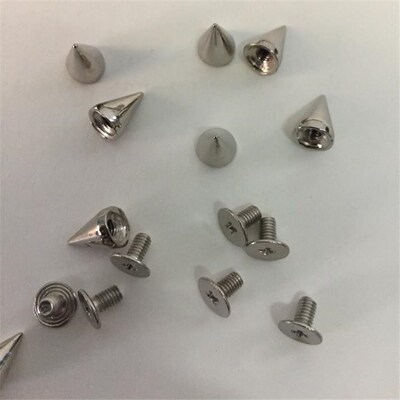 100pcs/set Silver Cone Studs And Spikes DIY Craft Cool Punk