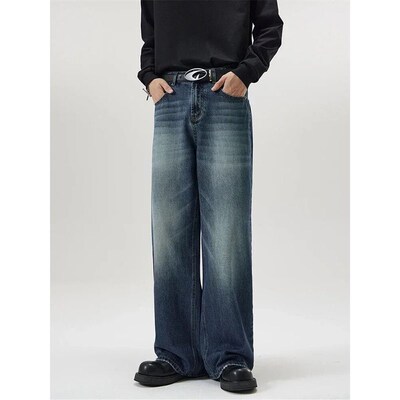 4 Colors Autumn Vintage Disressed Mens Baggy Straight Jeans