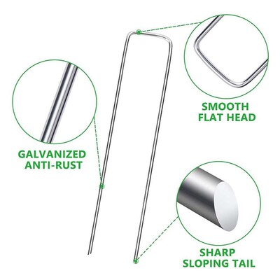 Plastic Metal Lawn U Pins Galvanised Ground Garden Turf