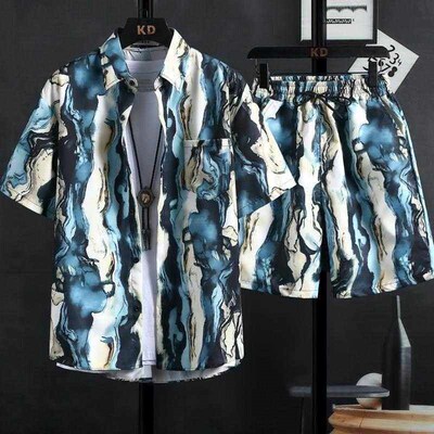 New men's printed shirt sets, high quality fashion