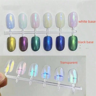 6pcs Shimmering Aurora Nail Powder - Multichrome Metallic Mi
