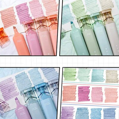 4pcs/Set Glitter Highlighters Kawaii Students Stationery Col