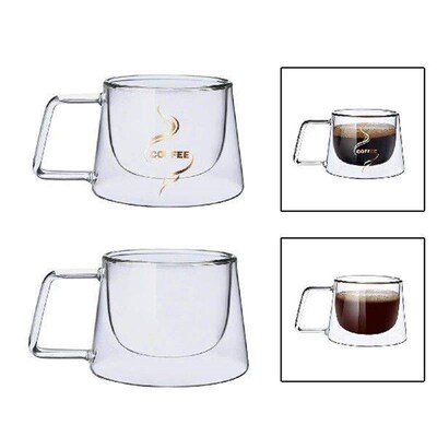 Anti Scalding Double glass Cup with Handle Heat Resistant