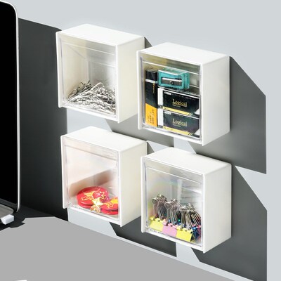Wall Mounted Flip Storage Box Punch-Free Transparent Adhesiv