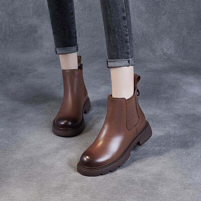 Round toe cigarette tube boots female sheepskin Martin boots