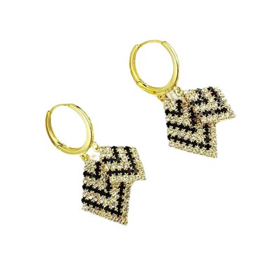 Temperament Super Flash Diamond Black And White Diamond Earr