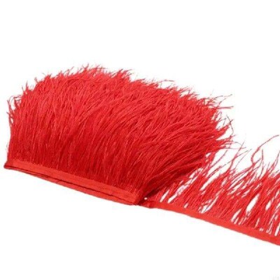 H7BF 1 Meter Ostrich Trim 8-10cm Plumes Ribbon Selvedge for