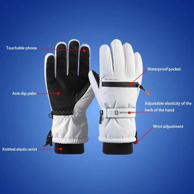 Unisex Windproof Waterproof Ski Gloves Warm Thick Anti-Skid