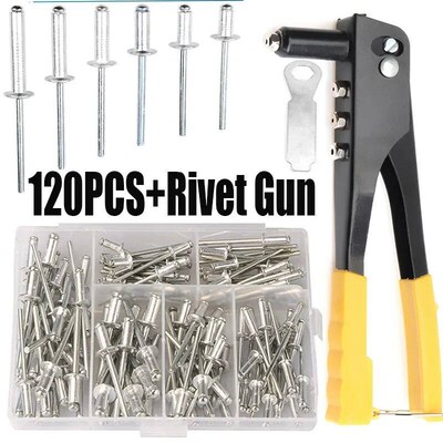 Heavy Duty Riveter Set Pop Rivet Gun 120Pcs Blind Rivets Ass