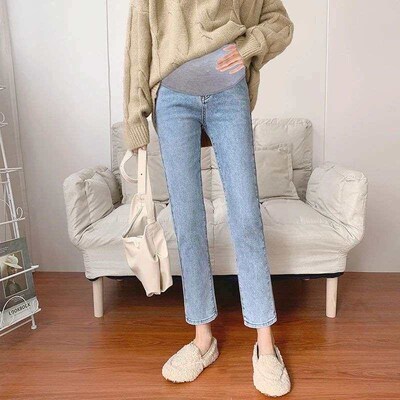 Sretch Denim Maternity Straight Jeans Spring Autumn 9/10 Len