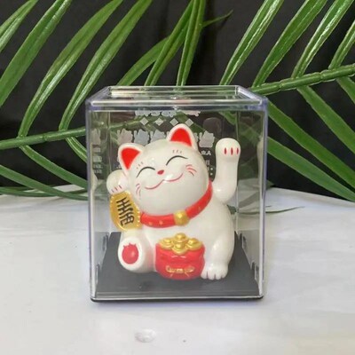 Solar Lucky Cat Waving Arm Fortune Cat Statue Decorations Lu